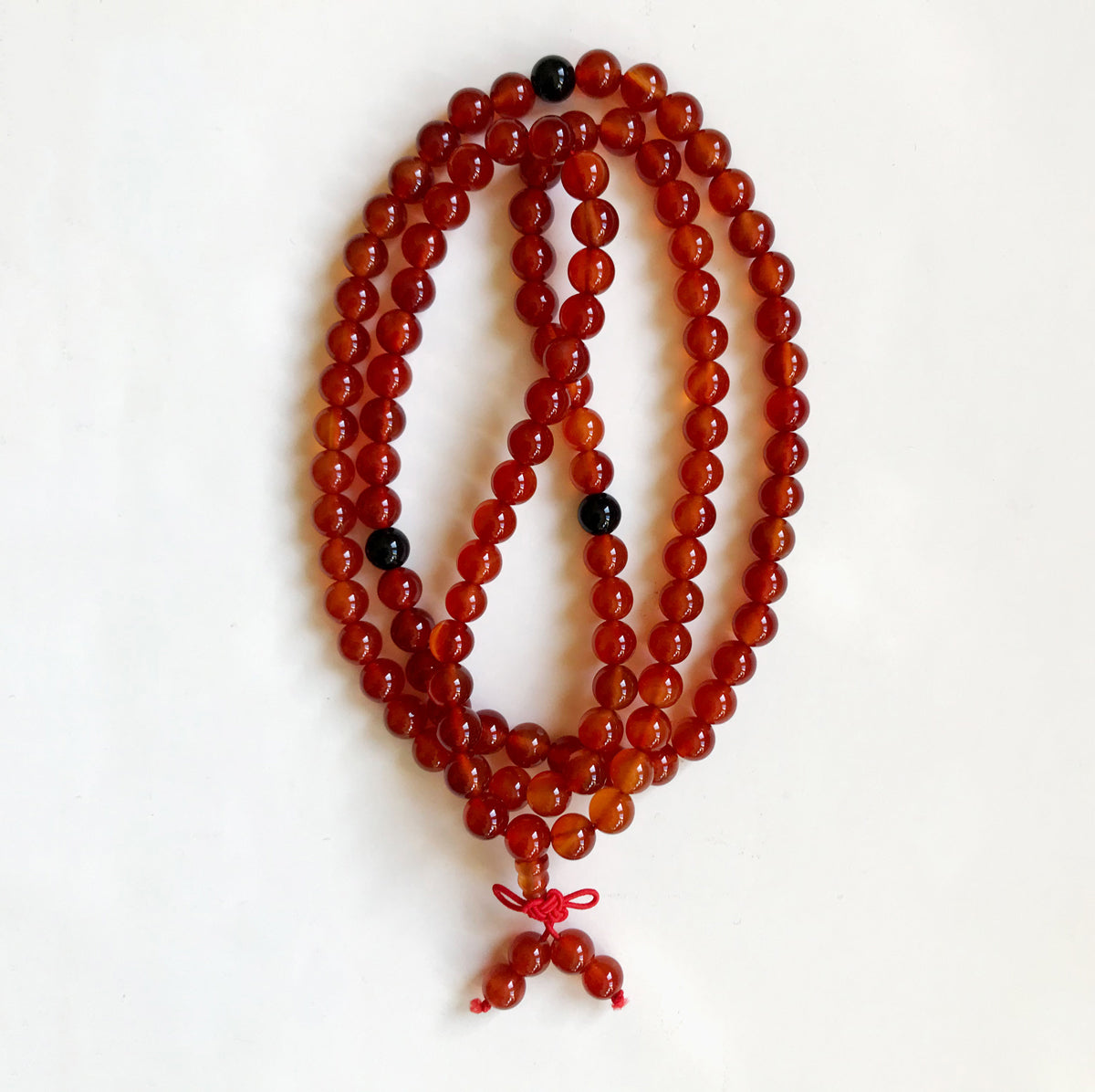 Mala Orange Red with black bead – Dzokden